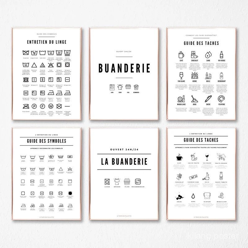 Posters on the theme of laundry, French prints for clothing care and ...