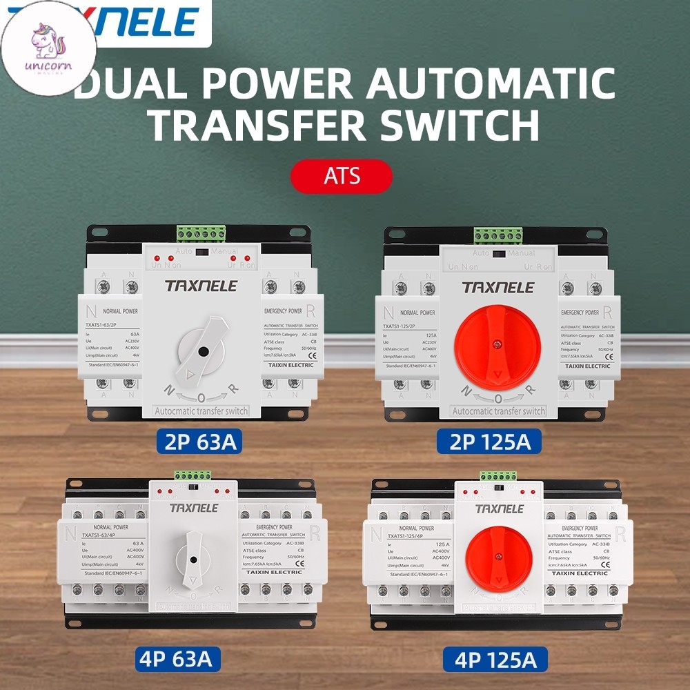 UN TAXNELE ATS 2P 4P 63A 125A Dual Power Automatic Transfer Switch AC ...