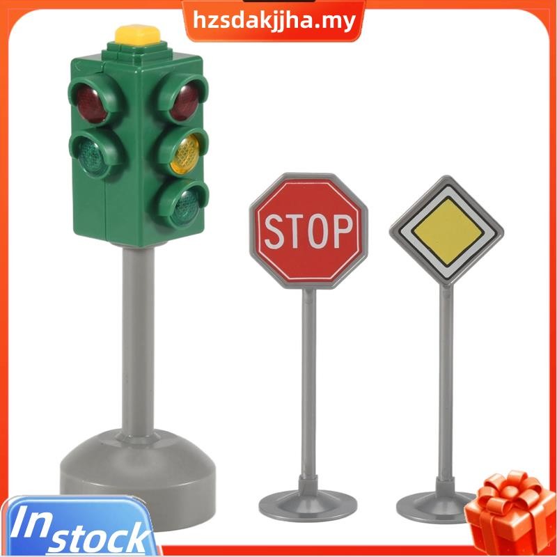 Mini Traffic Signs Road Light Block with Sound LED Children Safety Traffic Light Model Kids ...
