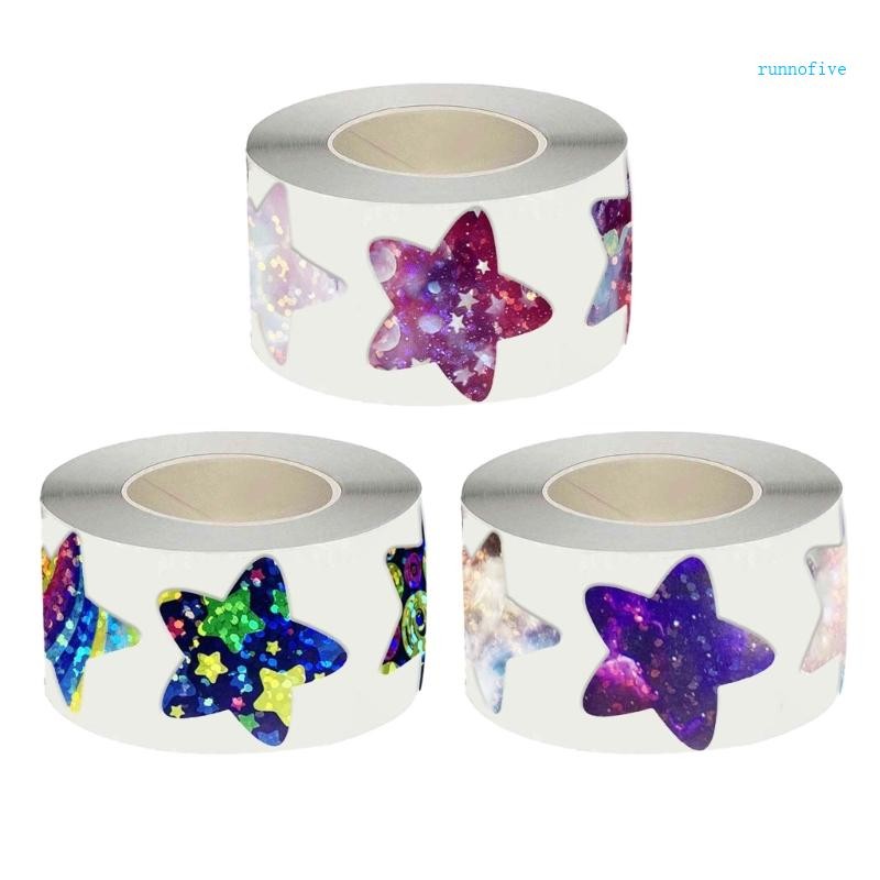 cozy 500Pcs Roll Starry Colorful Star Round Stickers Self Adhesive ...