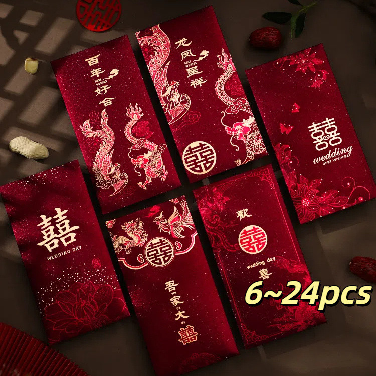 Wedding Angpao Packet 2025 Envelope Money Red Packet Angpow Xi Double ...