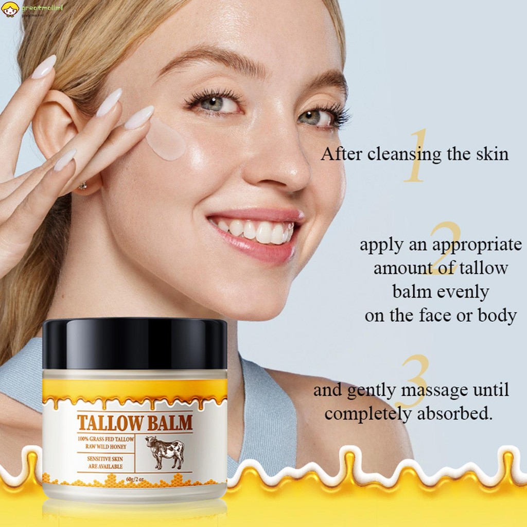 Beef Tallow and Manuka Honey Balm Brightening Hydrating Face Cream for ...