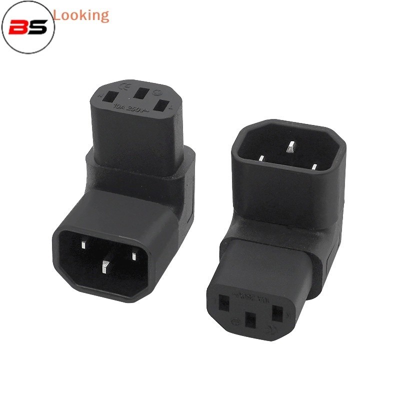 BS 10A 3Pin IEC Connector Down UP 90 Angled IEC 320 C14 Male To C13 ...