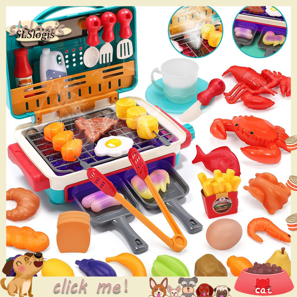 SGW_ Uv Color Changing Toy Kids Electric Bbq Grill Toy Set Kids ...