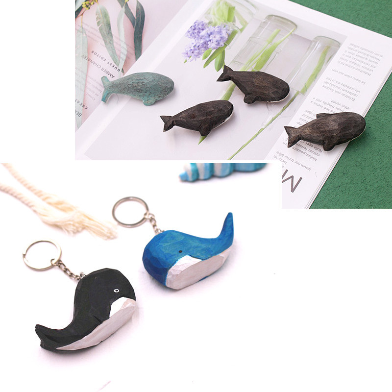 Women Cute Whale Keychain Handmade Wooden Animal Crafts Pendant ...