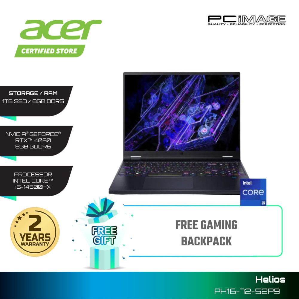 ACER HELIOS 16 PHN16-72-52P9 (I5-14500HX|8GB 5600MHZ DDR5|1TB PCIE NVME ...