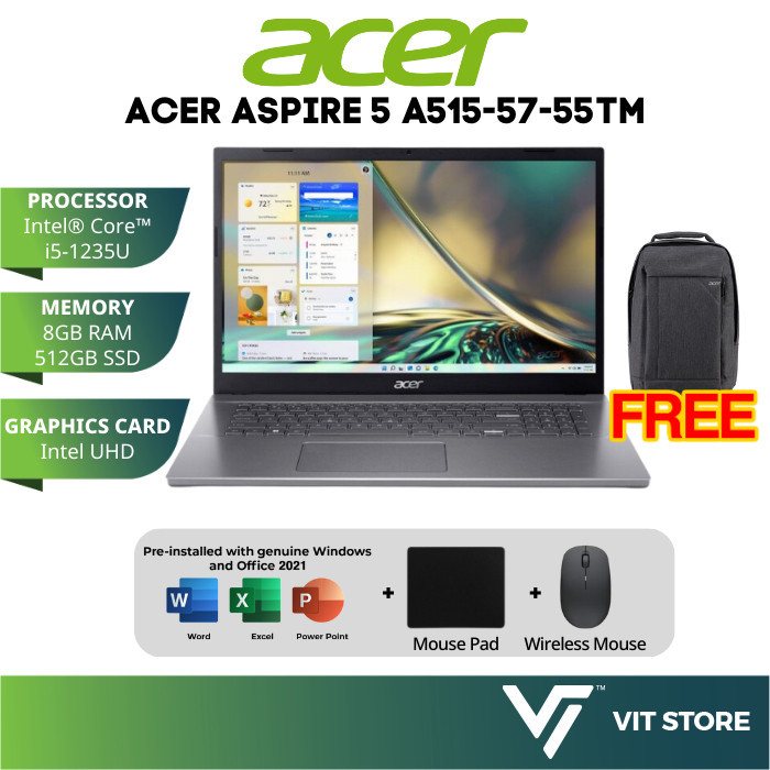 Acer Aspire 5 A515-57-55TM Intel i5-1235U 8GB 512GB Intel UHD 15.6 ...