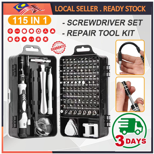 115 in 1 Screwdriver Set Repair Tool Kit Pemutar Skru Ketepatan Precision Screwdriver Kit Mobile ...