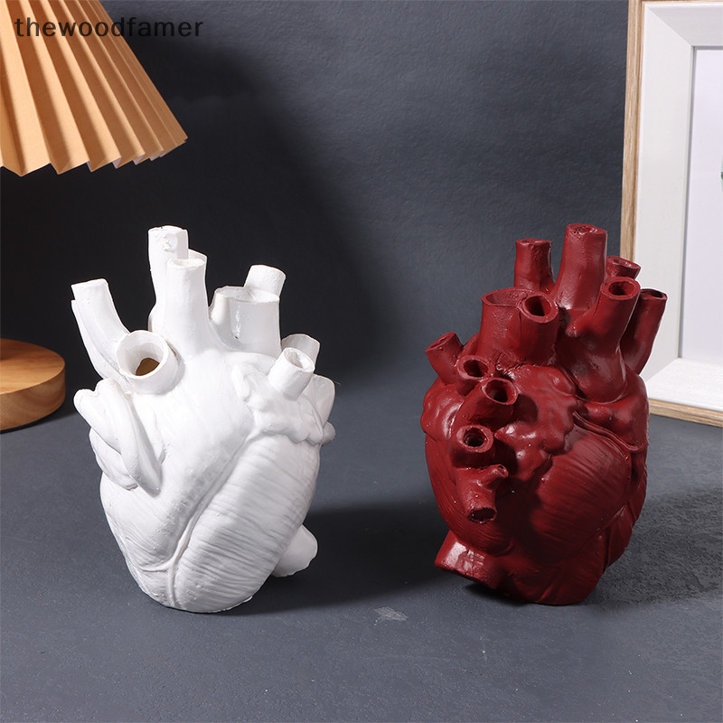 thewoodfamer Heart Vase Dry Pot Art Vase Human Statue Vase Container ...