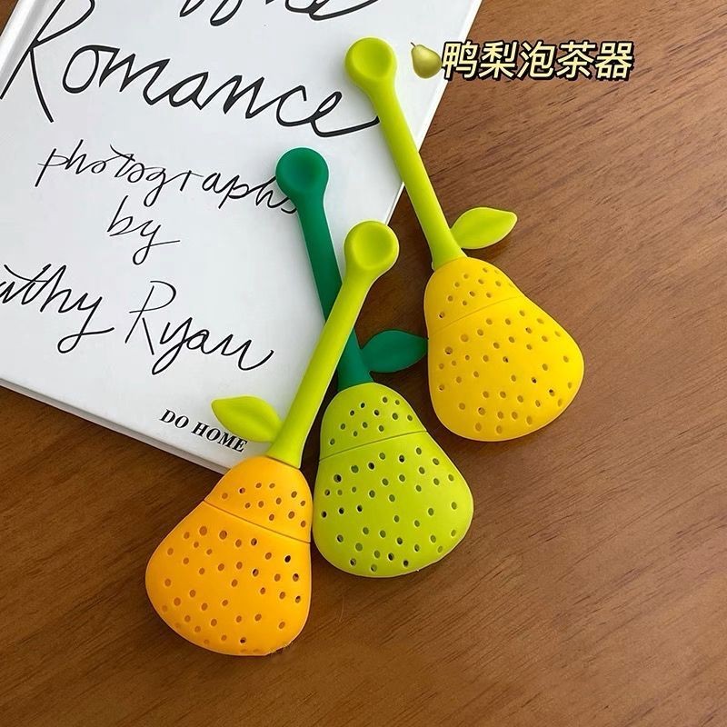 Universal Tea Filter Cute Duck Pear Silicone Filter Tea Drain Filter ...
