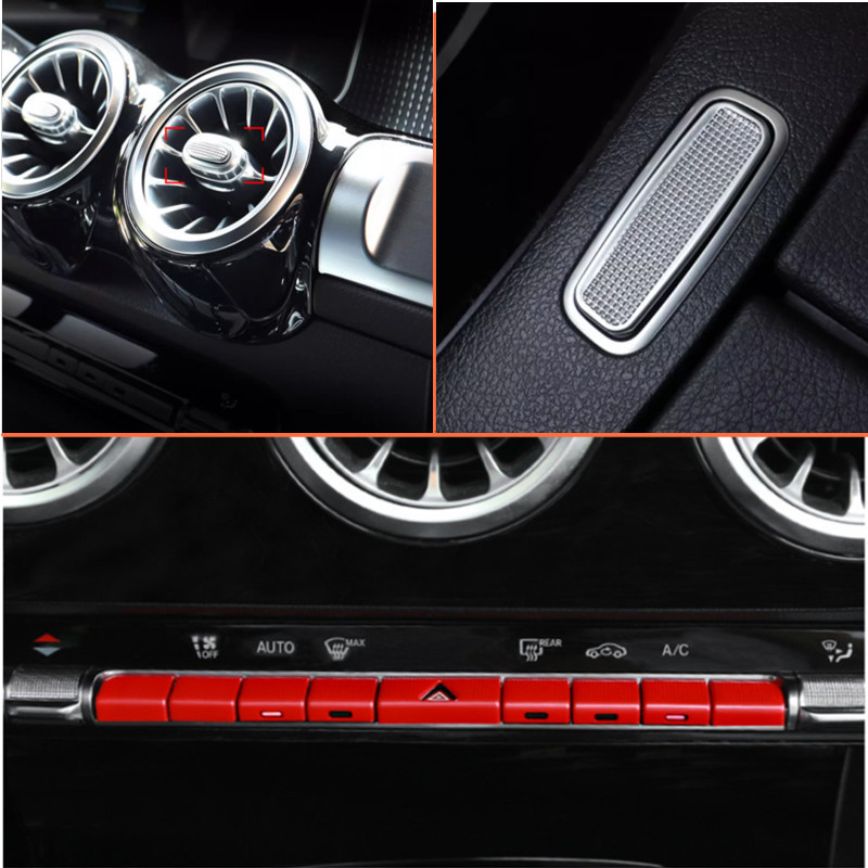 ABS Car Centre A/C Condioner Outlet Button Trim Sticker For Mercedes Benz A B class GLA GLB CLA ...