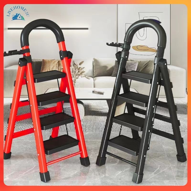 3 Colors Home Folding Ladder Indoor with Tool Holder Folding Ladder 3/4 ...