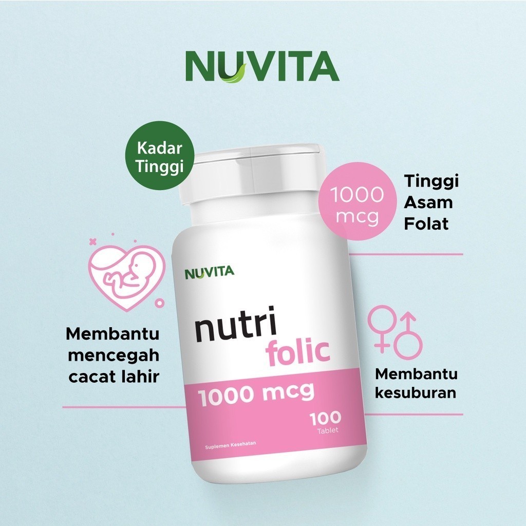 Nuvita Nutri Folic Acid 1000 mcg BPOM HALAL | Olva Vitamins | Shopee ...