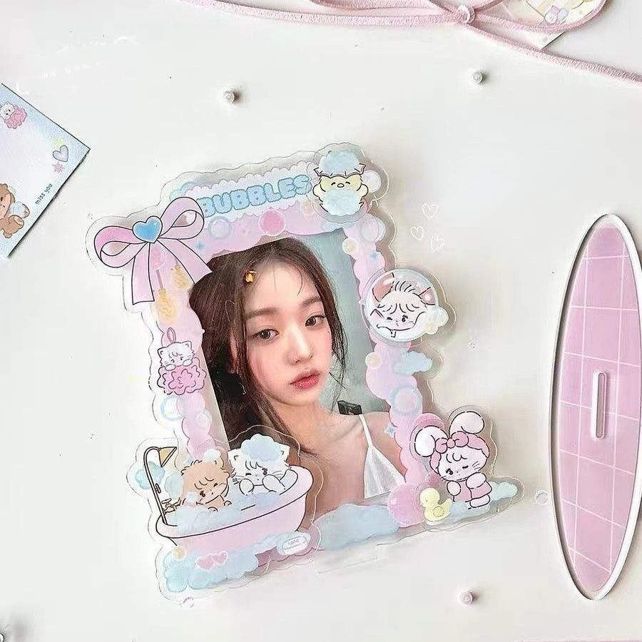 Pink & White 3 Inch Photo Frame Card Holder Idol Photocards Desktop ...