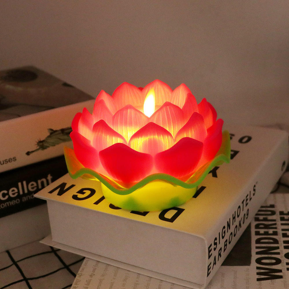 [Ready Stock] Creative Simulation Lotus Night Light Flickering Flame ...