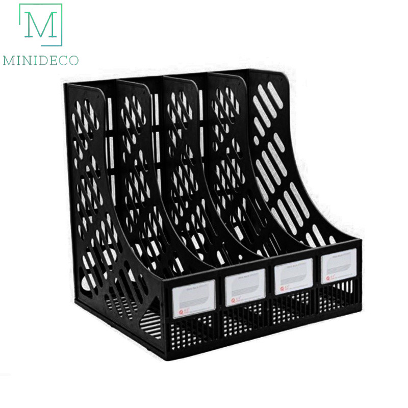4 Divider Magazine Holder File Stand Rack Home Office Document Storage ...