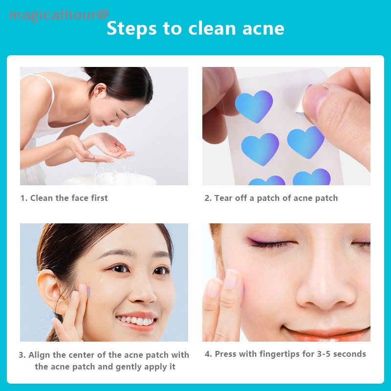 magicalhour 6Pcs Heart Clouds Stars Invisible Acne Removal Pimple Patch ...