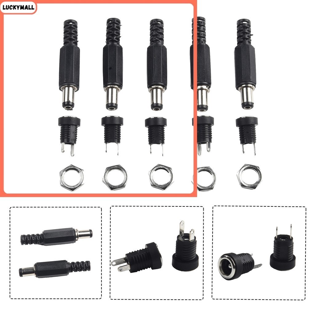 KMU 5 Pair DC 12V Male Female Socket Panel Mount Barrel Jack Plug Power ...