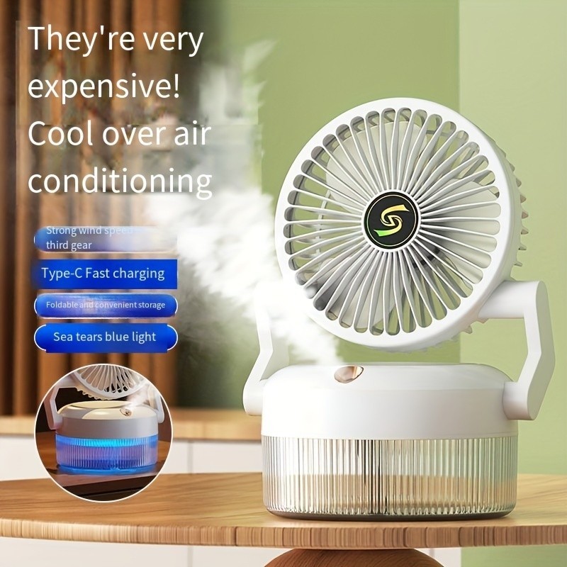 800ML Portable USB Charging Fan Humidifying Spray Silent Desktop Fan ...