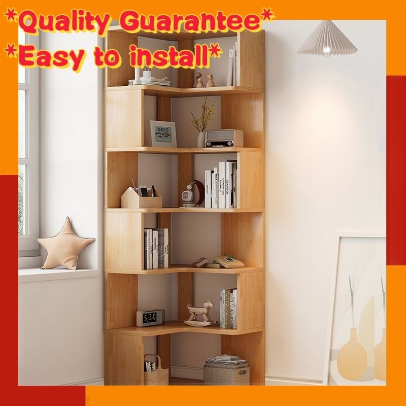 Multi-layer storage rack solid wood corner storage rack bookshelf ...