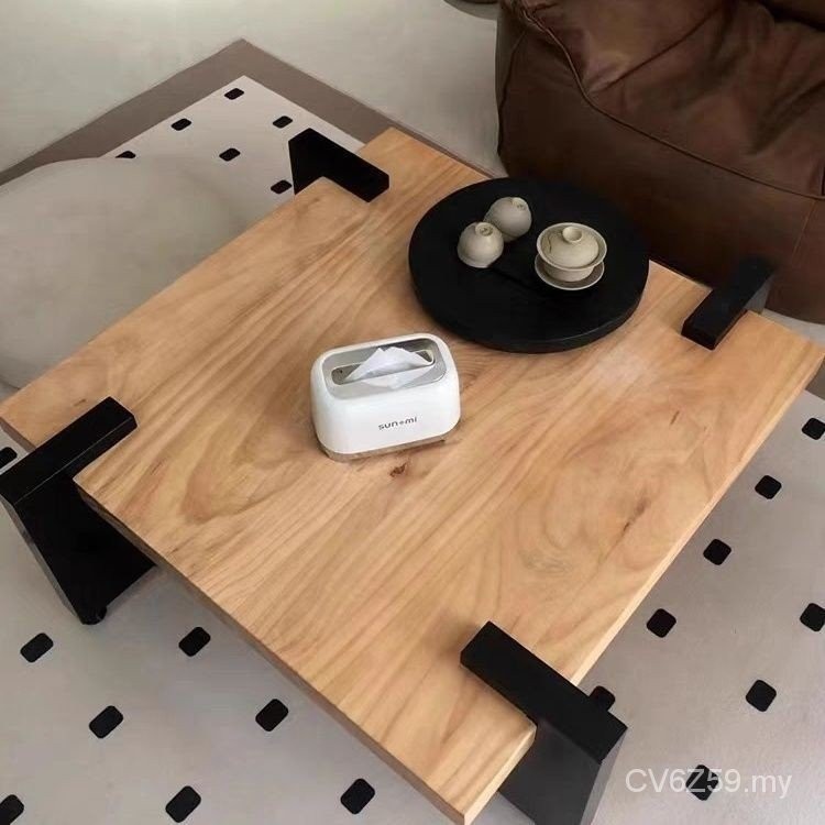 Modern Light Luxury Generous Table Japanese Style Solid Wood Log Square ...