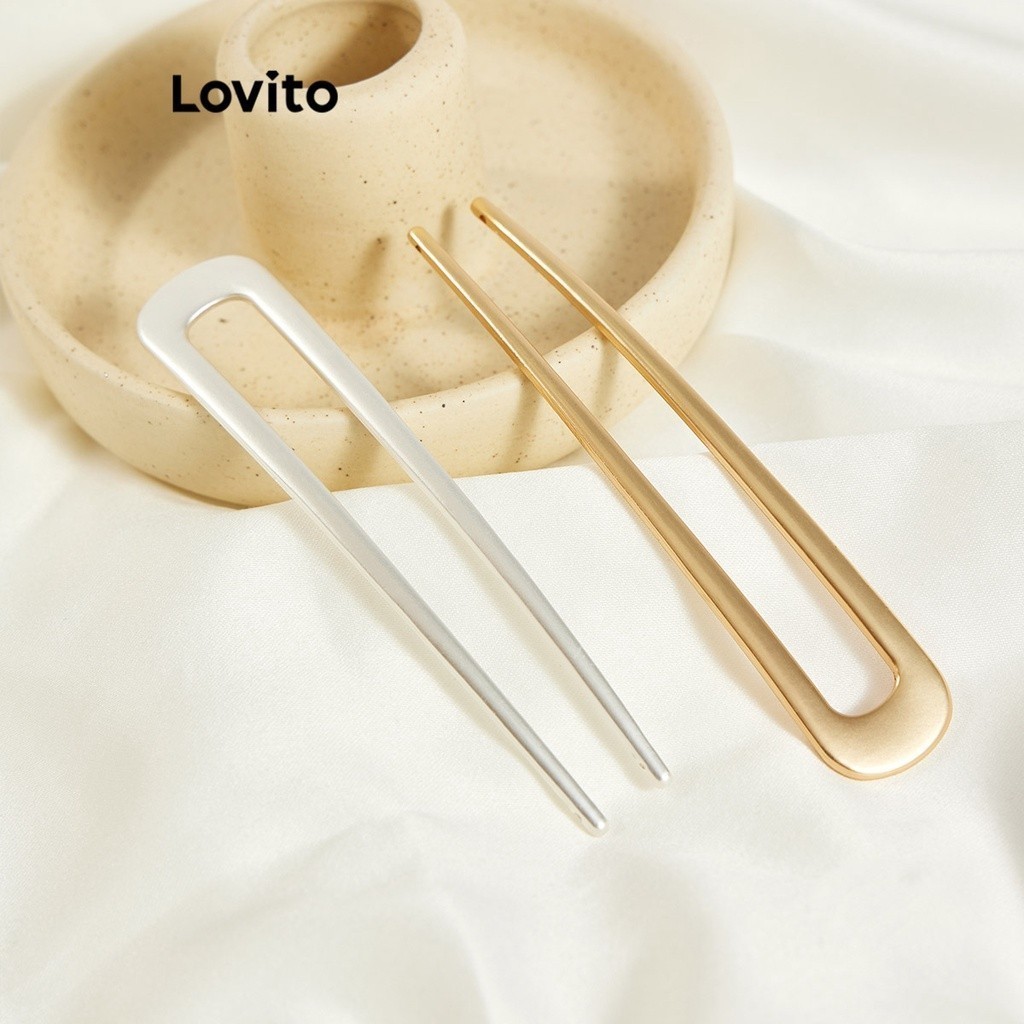 Lovito Classy Plain Metal Basic Hair Clips for Women L63AD133 (Gold ...