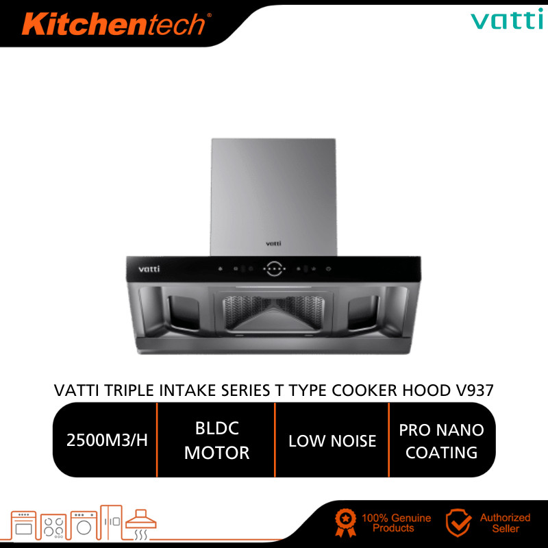 Vatti Triple Intake Series T Type Cooker Hood V937 Chimney Hood 2500M3/H Nano Coating Cerobong ...