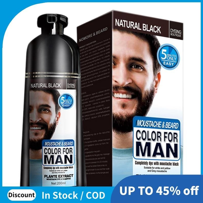Permanent Beard Dye Shampoo for Men Beard Dying Removal White Grey ...