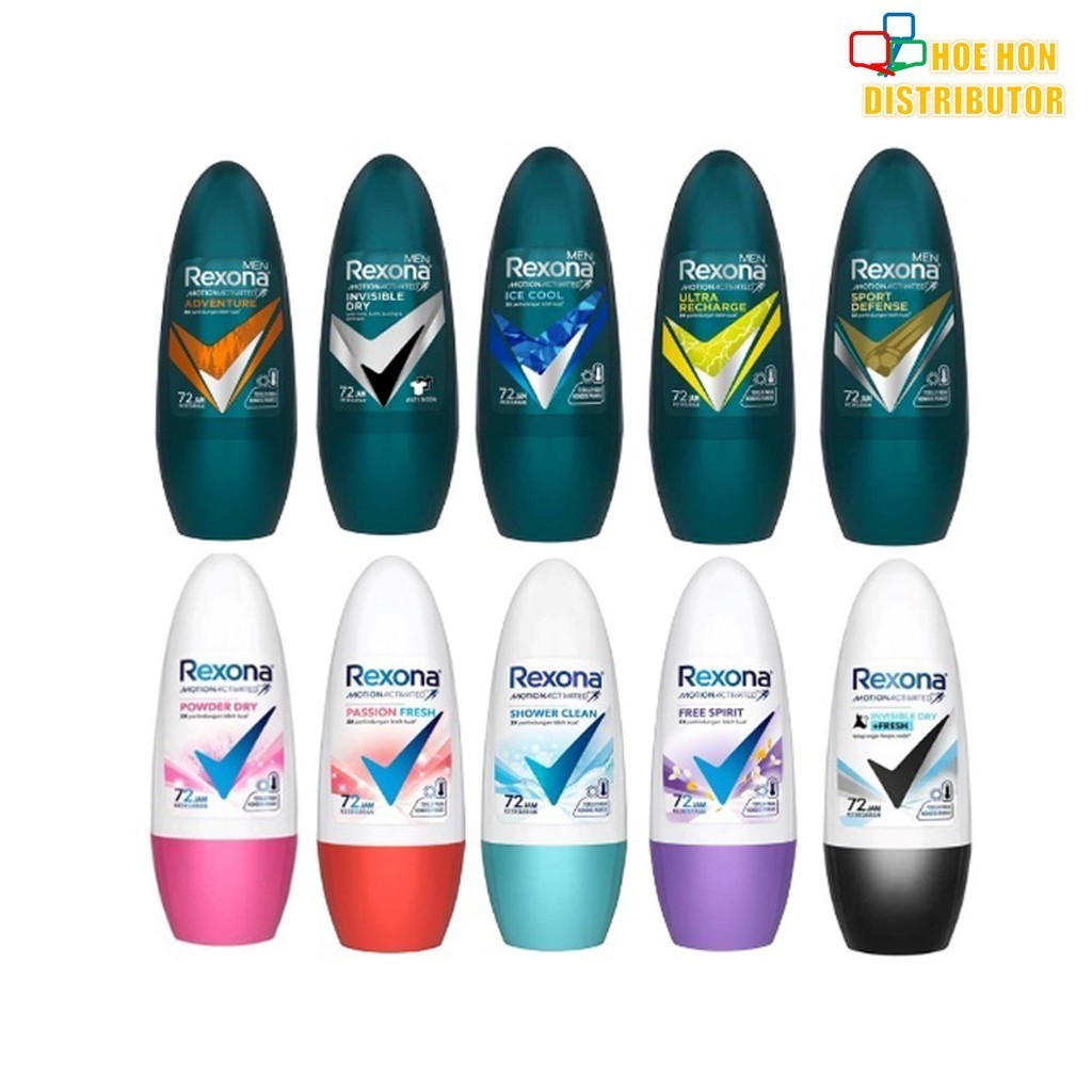 [Import] Rexona Deodorant Roll On 45ml Shower Clean Free Spirit Sport Defense Ice Cool Powder ...