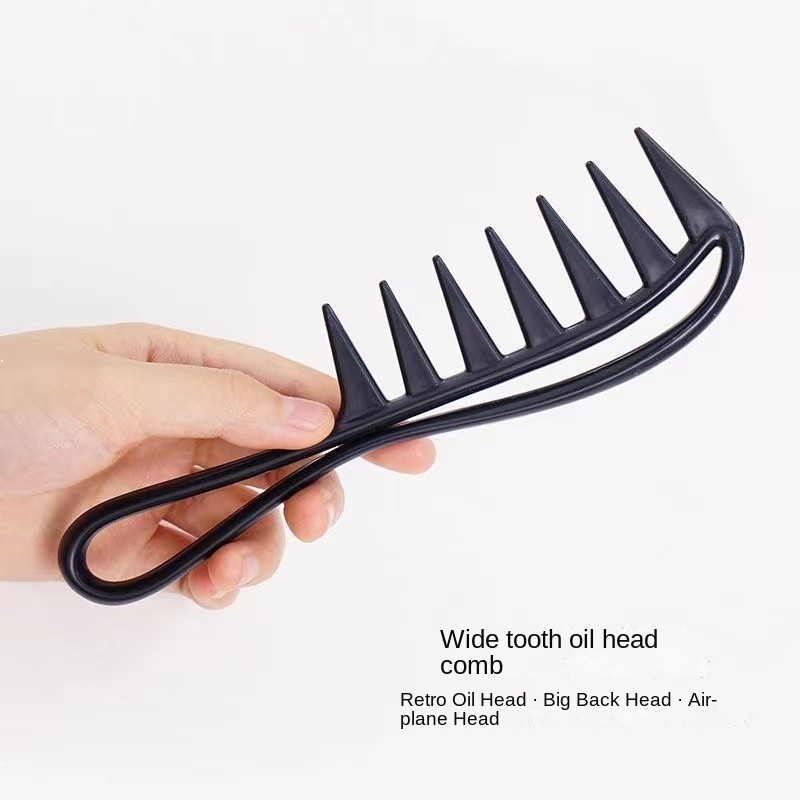 Black Fishbone Handle Fishbone Texture Curly Hair Comb Comb Oil Head ...
