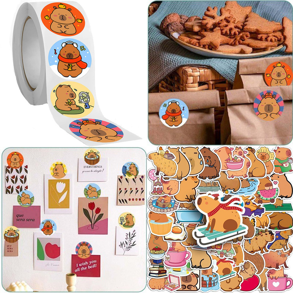 500pcs Cute Plump Capybara Cartoon Brown Animals Stickers DIY Scrapbook ...