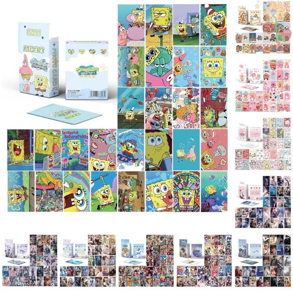 AVUKA 50pcs/ Box Anime SpongeBob LOMO Cards, Paper Anime SpongeBob ...