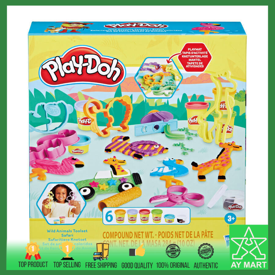Play-Doh Wild Animals Toolset With Mini Playmat Colourful Clay Animal ...