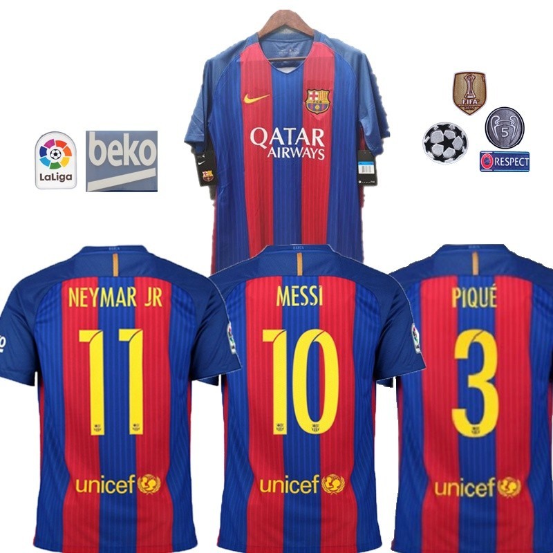 [Retro Issue] 16 17 Barcelona basa home MESSI NEYMAR JR soccer jersey ...