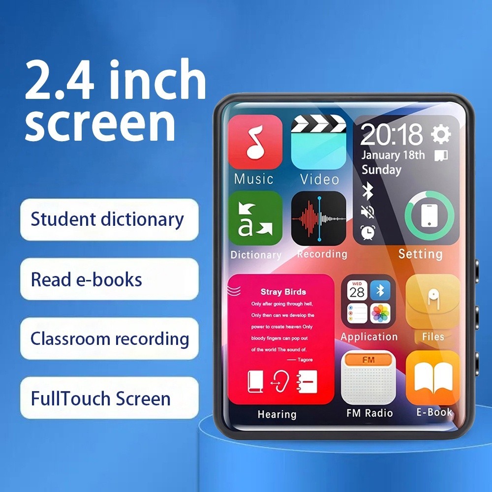 2.4Inch Full Touch Screen Mp3 Player with 4GB Memory Bluetooth Mp4 ...