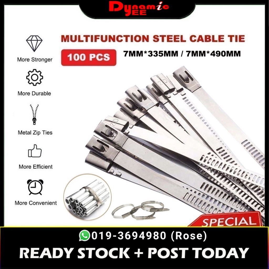 100Pcs Stainless Steel Cable Tie 7mm Ladder Type Strong Metal Cable ...
