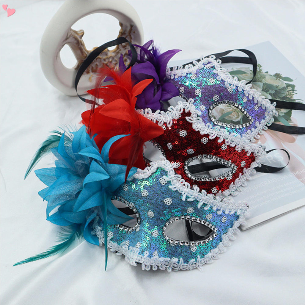 Half Face Masquerade Masks Lace Side Flower Adult Mask Vintage Venetian ...