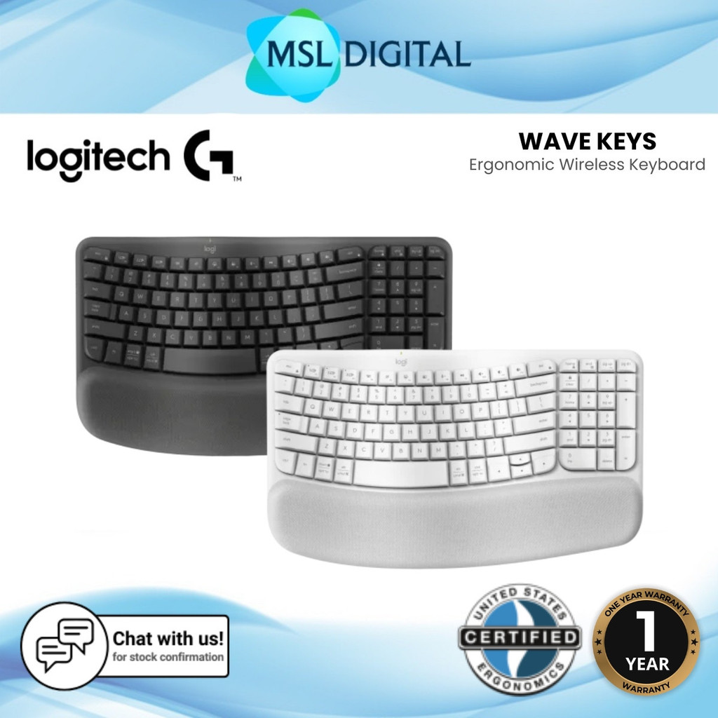 Logitech Wave Keys Ergonomic Wireless Keyboard | Ergo Series | Shopee ...