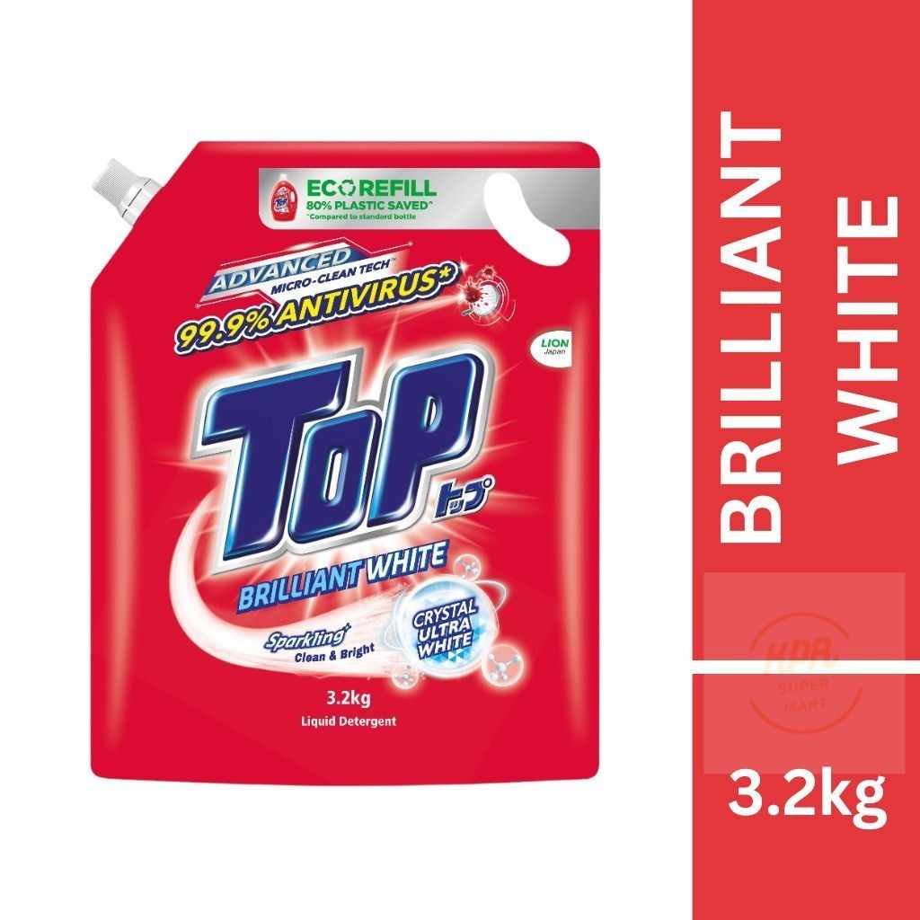 TOP Liquid Detergent Refill Brilliant White (3.2kg) | Shopee Malaysia