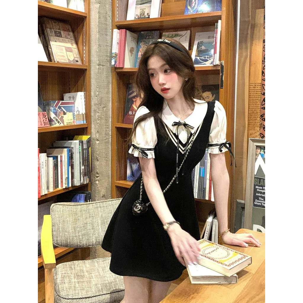 Preppy Style Dress Fake Two-Piece Female Student Small polo Collar ...