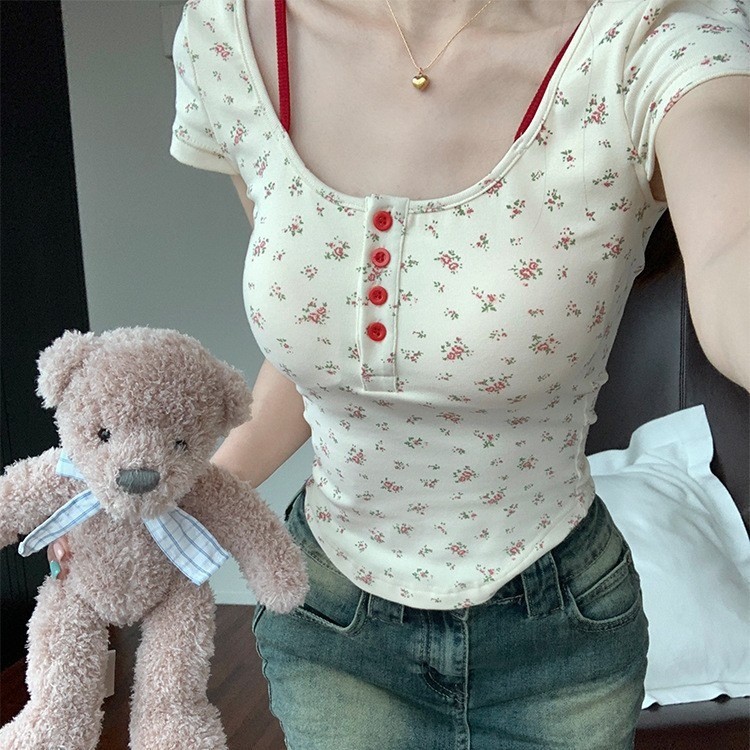 【WJZ】Women's Korean style fashion floral backless design tank top (with ...