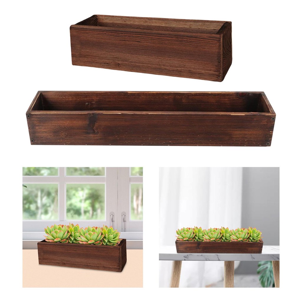 [mextnhx] Rectangle Wood Planter Box Friend Gift Plant Container Plant ...