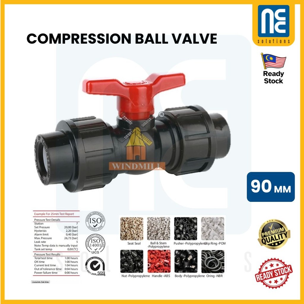 Windmill PP Compression Ball Valve Poly Ball Valve Ploy Stopcock 90mm ...