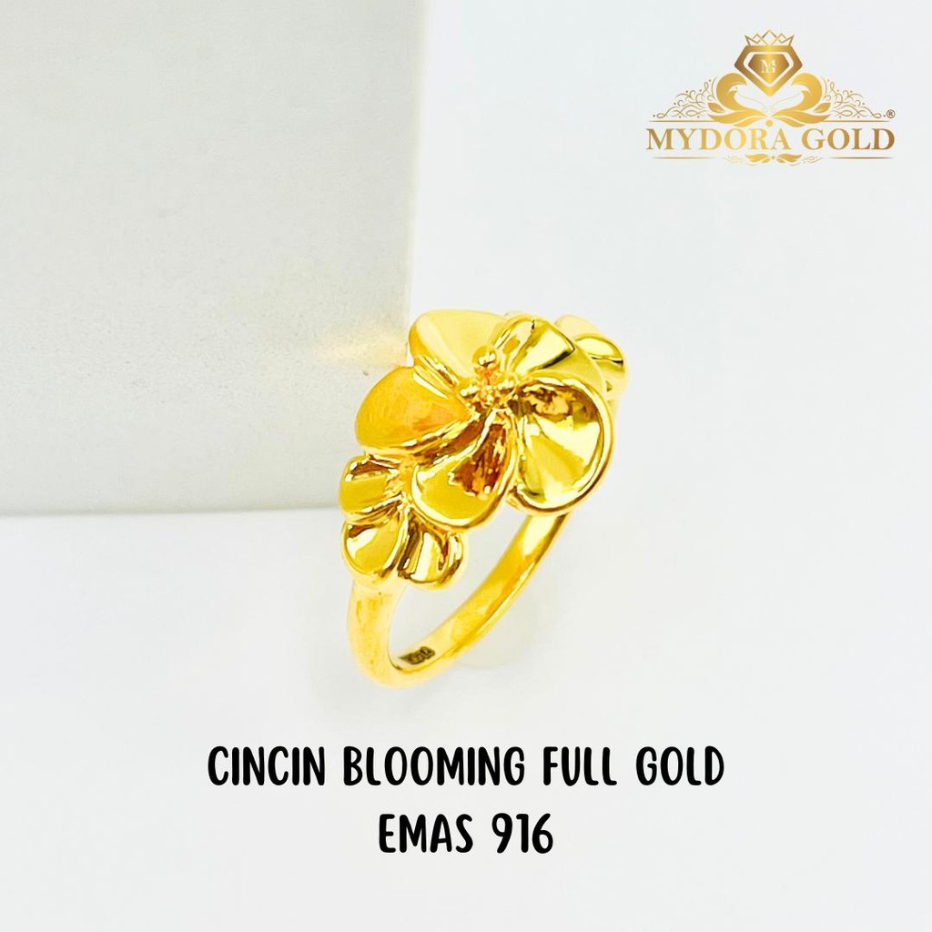 MYDORA Cincin Blooming Full Gold (5G) l EMAS 916/22K | Shopee Malaysia