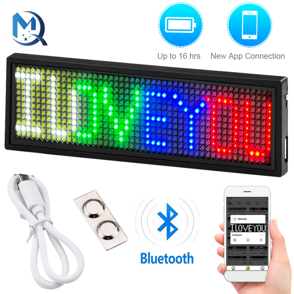 Smart APP Bluetooth LED Digital Badge USB Charging DIY Programmable ...