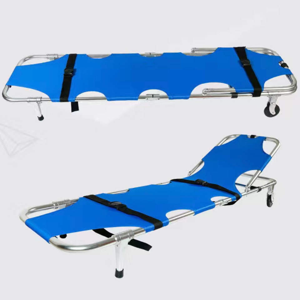 Medical First Aid Stretcher with Four Wheels Pushable Foldable ...