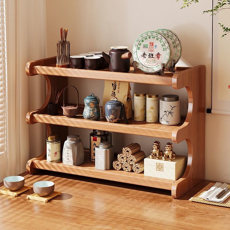 Desktop Shelf Cup Storage Organizer Table Tea Set Teapot Tea Display ...