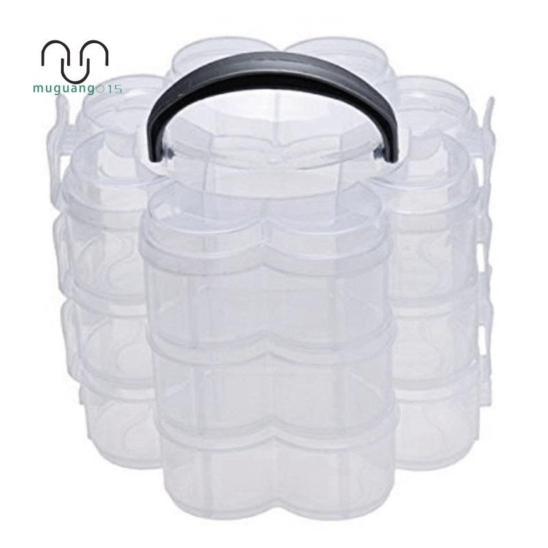 3 Tier Clear Plastic Stackable Organiser Storage Hobby Craft Box