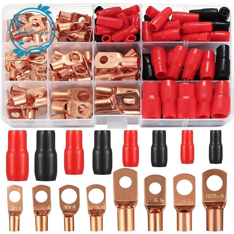 Pipe Cable Lug Kit Bolt Hole Tinned Copper Terminals, Crimp Connector ...