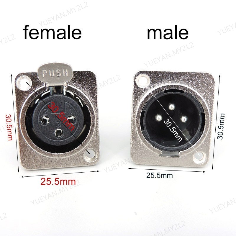XLR 3pin Male Female Panel power mount Socket Audio Jack Plug Connector ...